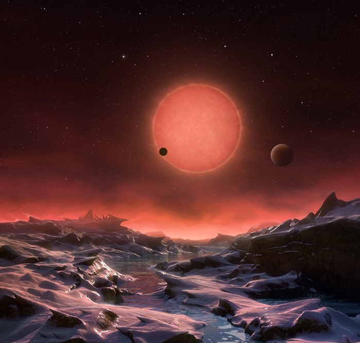 U červeného trpaslíka TRAPPIST-1 obíhají dvě kamenné planety s ...